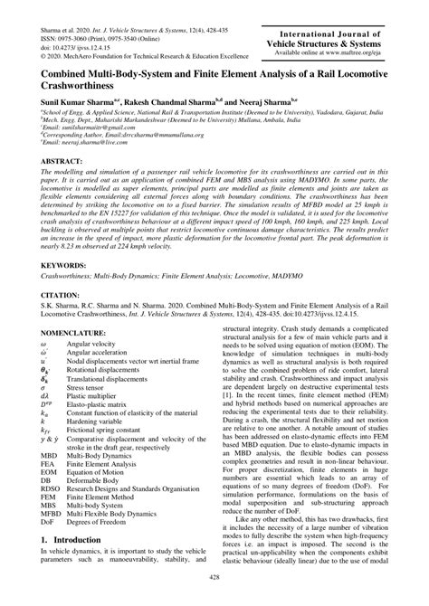pdf combined multi body system and finite element analysis of a rail