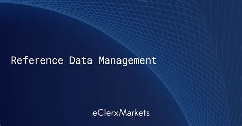 Reference Data Management In Financial Services Reference Data Management In Financial Services