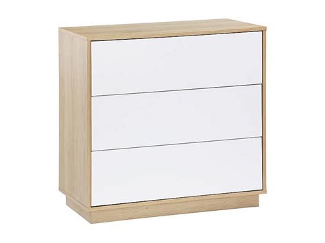 Cassettiera Effetto Legno Bicolore A 3 Cassetti Bianco E Naturale