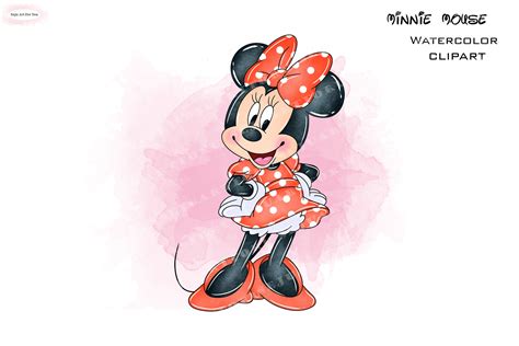 Minnie Watercolor Minnie Mouse Clipart Minnie Watercolor Etsy