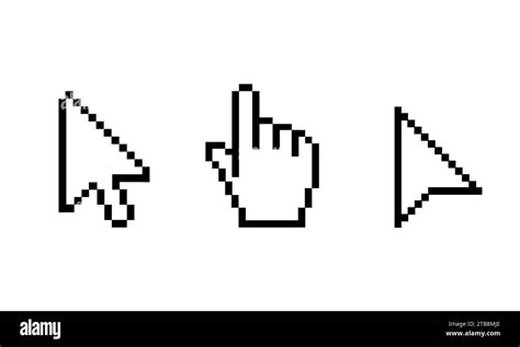 Set Of Arrow Cursor And Hand Cursor On The White Background Stock