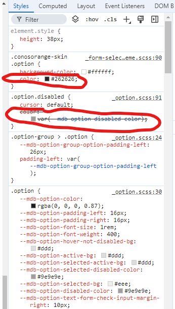 Disabled Options In Mdb Select Will Not Be Grayed Out When Material Design For Bootstrap