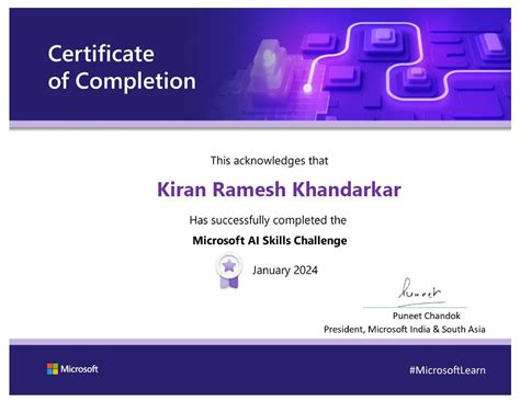 kiran khandarkar on linkedin completed microsoft ai skills challenge