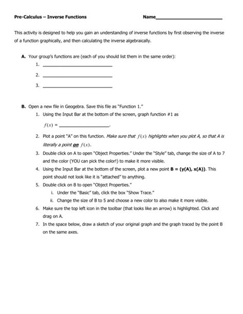 Pre Calculus Inverse Functions