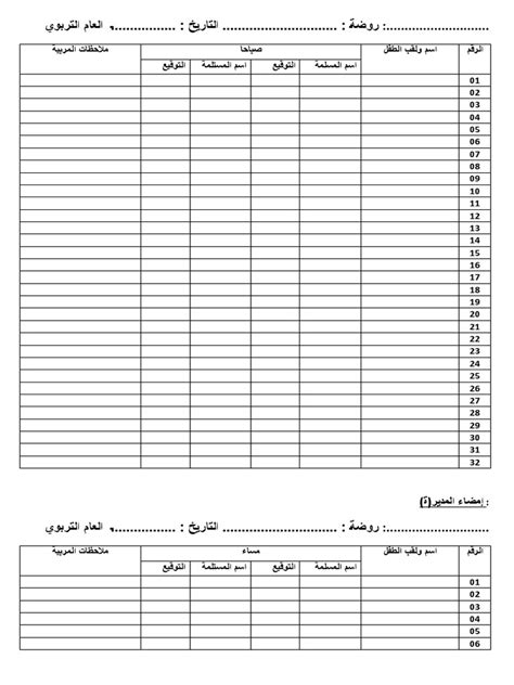 سجل استلام وتسليم الأطفال Pdf
