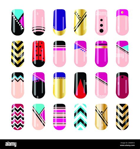 Nail Art Design Geometric Nail Stickers Template Stock Vector Image