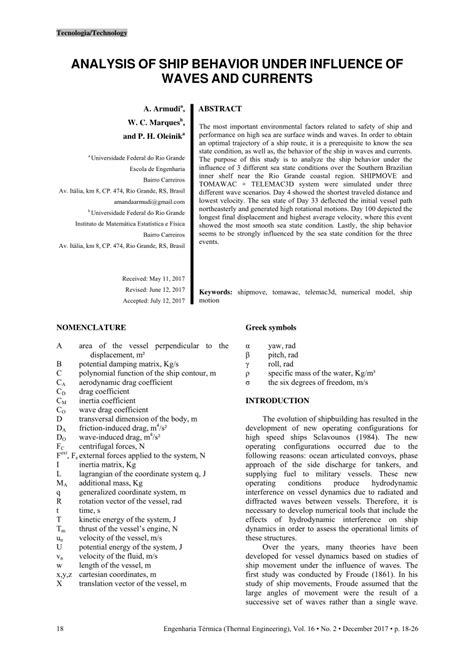 Pdf Analysis Of Ship Behavior Under Influence Of Waves And Currents