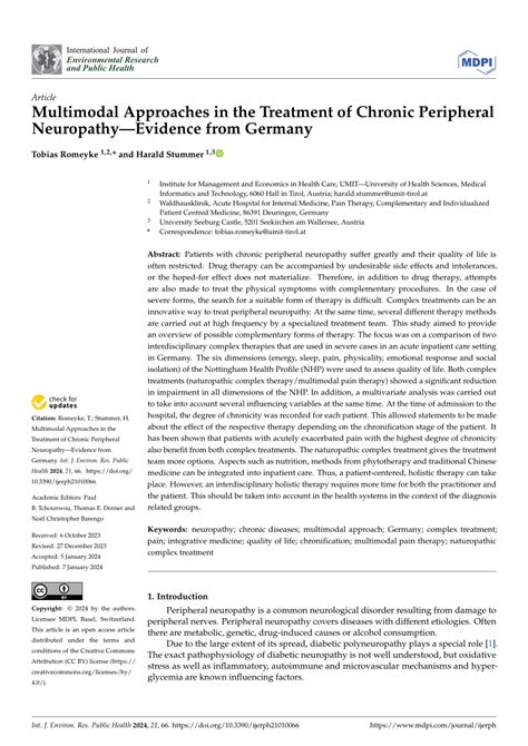 Pdf Multimodal Approaches In The Treatment Of Chronic Peripheral Neuropathy Evidence From Germany