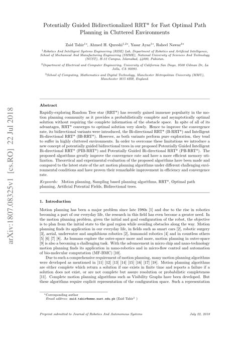 Pdf Potentially Guided Bidirectionalized Rrt For Fast Optimal Path