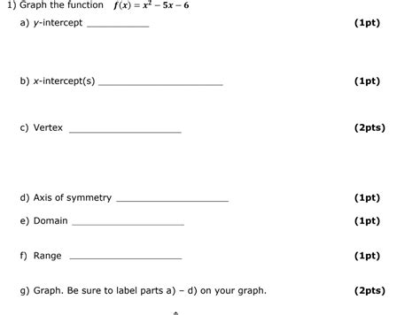 solved 1 graph the function f x x2−5x−6 a y intercept