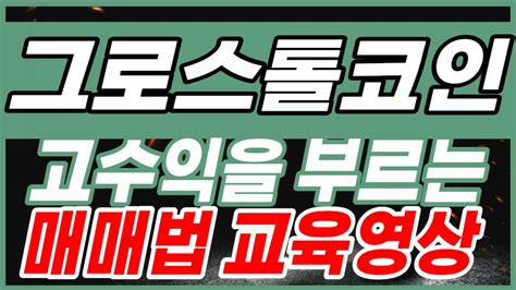 그로스톨코인 수익을 부르는 매매법 교육영상 L 세력매수세파악방법 그로스톨코인코인그로스톨코인상폐그로스톨코인목표가격그로스