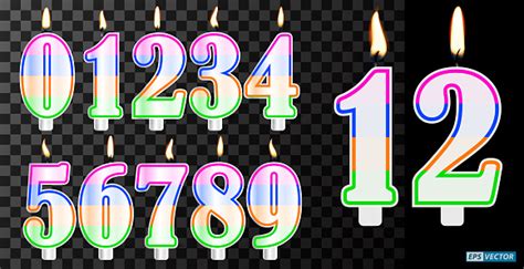 생일 케이크 촛불 또는 다양한 색상의 불타는 불꽃 촛불의 현실 Eps 벡터 3차원 형태에 대한 스톡 벡터 아트 및 기타 이미지 3차원 형태 기념일 기념일 카드