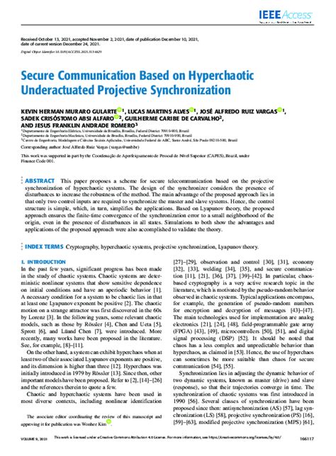 Pdf Secure Telecommunication Via Hyperchaotic Synchronization