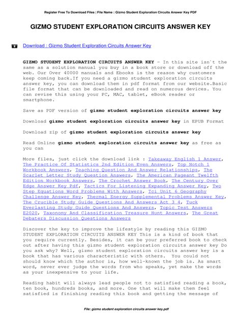 Advanced Circuits Gizmo Answer Key Fill Online Printable Fillable Blank PdfFiller