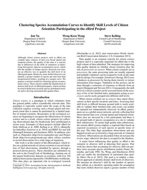 pdf clustering species accumulation curves to identify skill