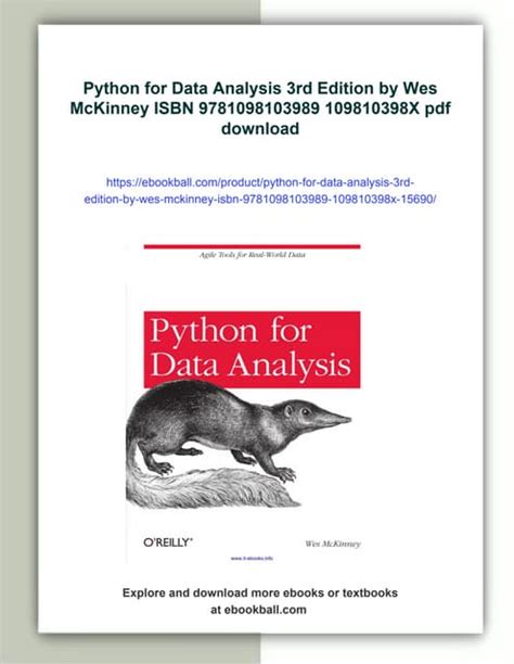 Python For Data Analysis 3rd Edition By Wes Mckinney Isbn 9781098103989 109810398x Pdf