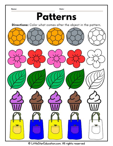 Object Patterns Practice Color The Next Shape For Preschool Math