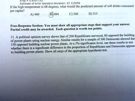 Solved Estimate Of Error Standard Deviation 47315058 If The High
