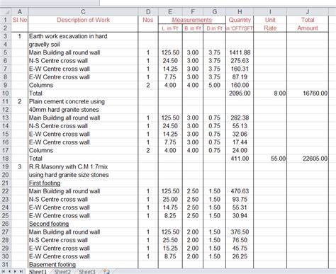 Building Estimation And Costing Excel Sheet Free Download House