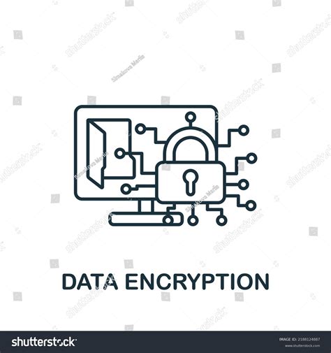 data encryption icon monochrome simple cybercrime stock vector royalty