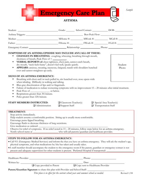 Emergency Care Plan Templates Pdf Download Fill And Print For Free