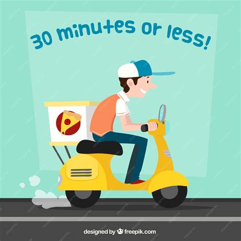 스쿠터 피자 배달 무료 벡터