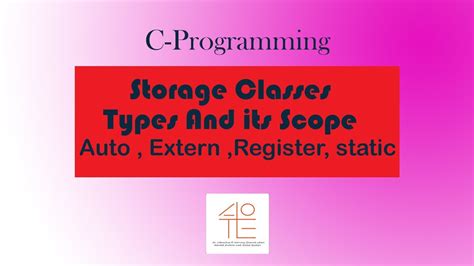 Storage Classes In C Type And Scope Youtube