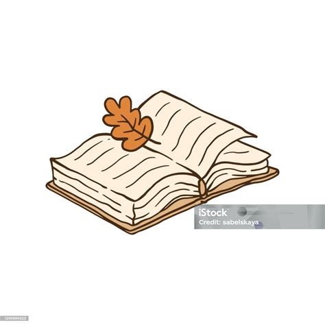 잎 스케치 만화 벡터 일러스트의 책갈피와 함께 책을 엽니 다 0명에 대한 스톡 벡터 아트 및 기타 이미지 0명 가을 가축 Istock