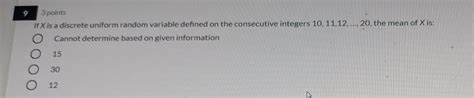 solved 3 points if x is a discrete uniform random variable