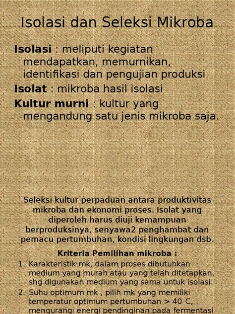 Isolasi Dan Seleksi Mikroba Pdf