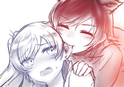 Ndgd Ruby Rose Weiss Schnee Rwby Biting Ear 2girls Animal Ears