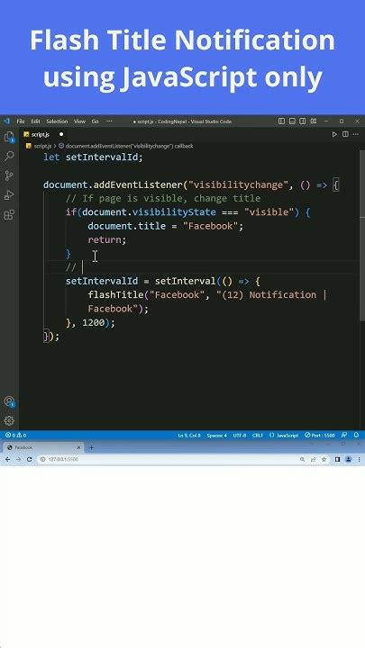 Create A Flash Title Notification In Javascript Javascript