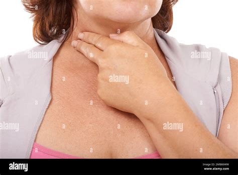 Monitoring Her Carotid Pulse Mature Woman Taking Her Pulse Rate