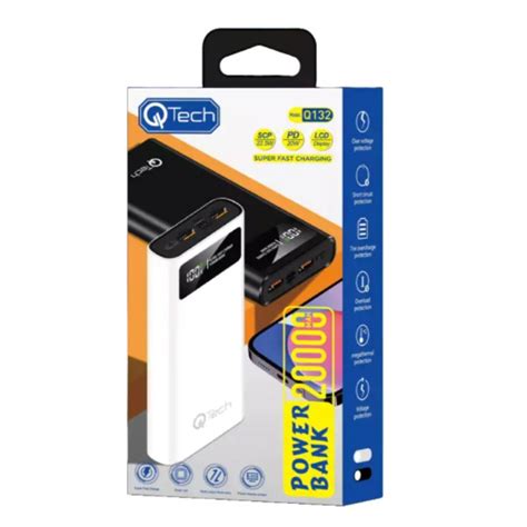 Qtech Q125 Super Fast Charging 66w Power Bank 20000mah With 4 Charging