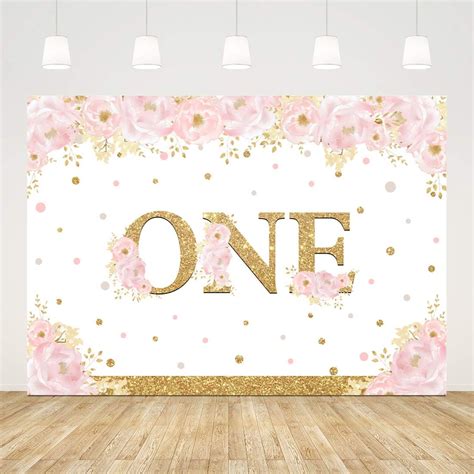 Ticuenicoa 1st Birthday Party Backdrop Pink Gold Watercolor India Ubuy