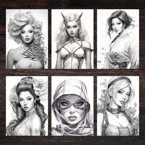 Halloween Costumes Cosplay Grayscale Mega Bundle Coloring Book Sheet