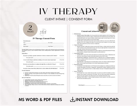 Iv Therapy Consent Form Template Professional Medical Consent Pdf Editable Instant
