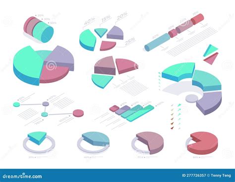 Isometric Statistic Diagram Set Data Analysis Charts Futuristic Chart