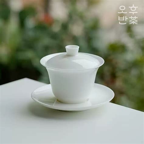 심플 화이트 양지옥 도자기 개완 찻잔세트 삼재개완 백자 다관 티포트 110ml 오후반차