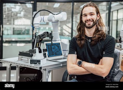 Portrait Robot Engineer Programmer Robotic Lab Research And
