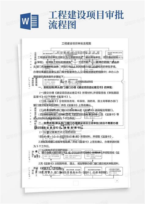 工程建设项目审批流程图word模板下载 编号lwpgaezb 熊猫办公