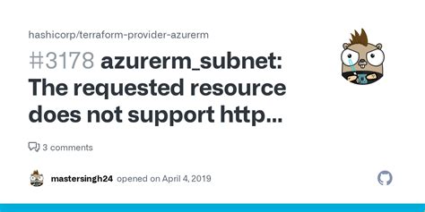 Azurerm Subnet The Requested Resource Does Not Support Method Put Issue