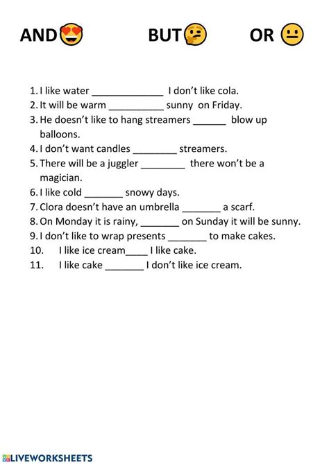 And But Or Free Interactive Worksheets 56401