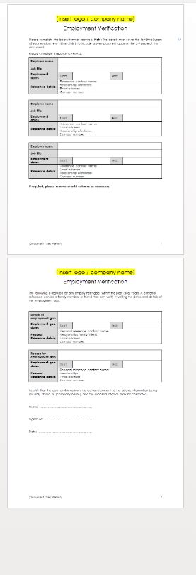 Employment Verification Form Office Management Group