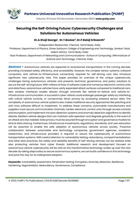 Pdf Securing The Self Driving Future Cybersecurity Challenges And Solutions For Autonomous