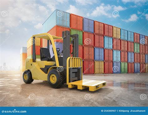 Forklift Truck At Container Terminal Stock Illustration Illustration