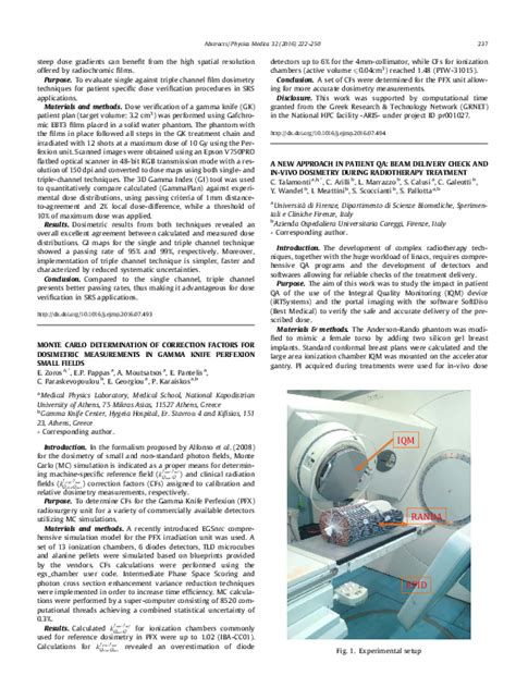 Pdf Monte Carlo Determination Of Correction Factors For Dosimetric Measurements In Gamma Knife