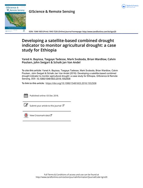 Pdf Developing A Satellite Based Combined Drought Indicator To