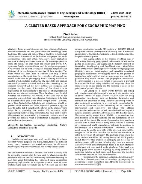 A Cluster Based Approach For Geographic Mapping Pdf