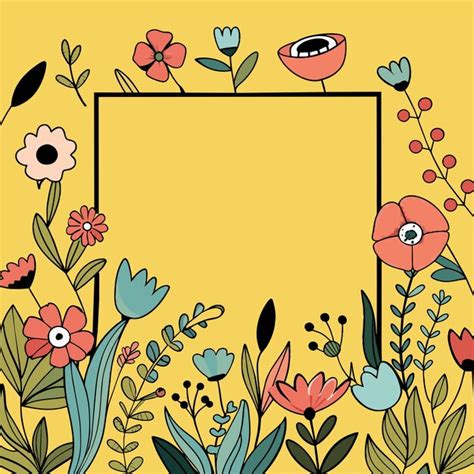 Premium Vector Flower Flora Border Frame Hand Drawn Cartoon Sticker